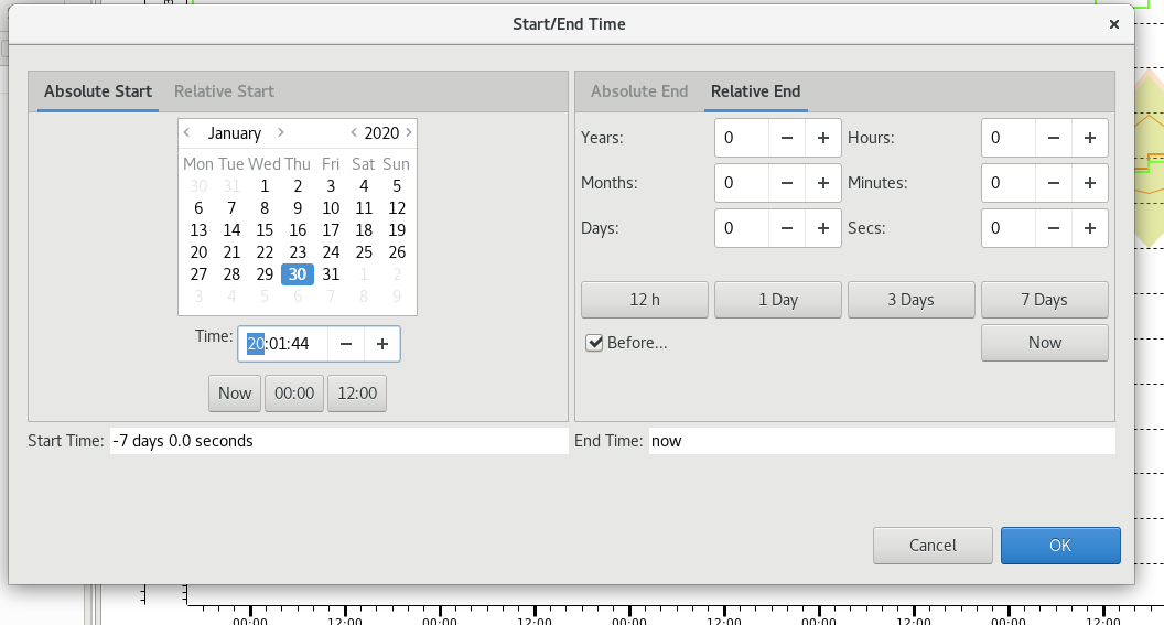 The Absolute Time field in the Start/End Time widget in the Databrowser does not change the ...