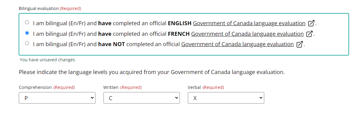 Make Estimated language levels Required fields · Issue #5535 · GCTC-NTGC/gc-digital-talent · GitHub