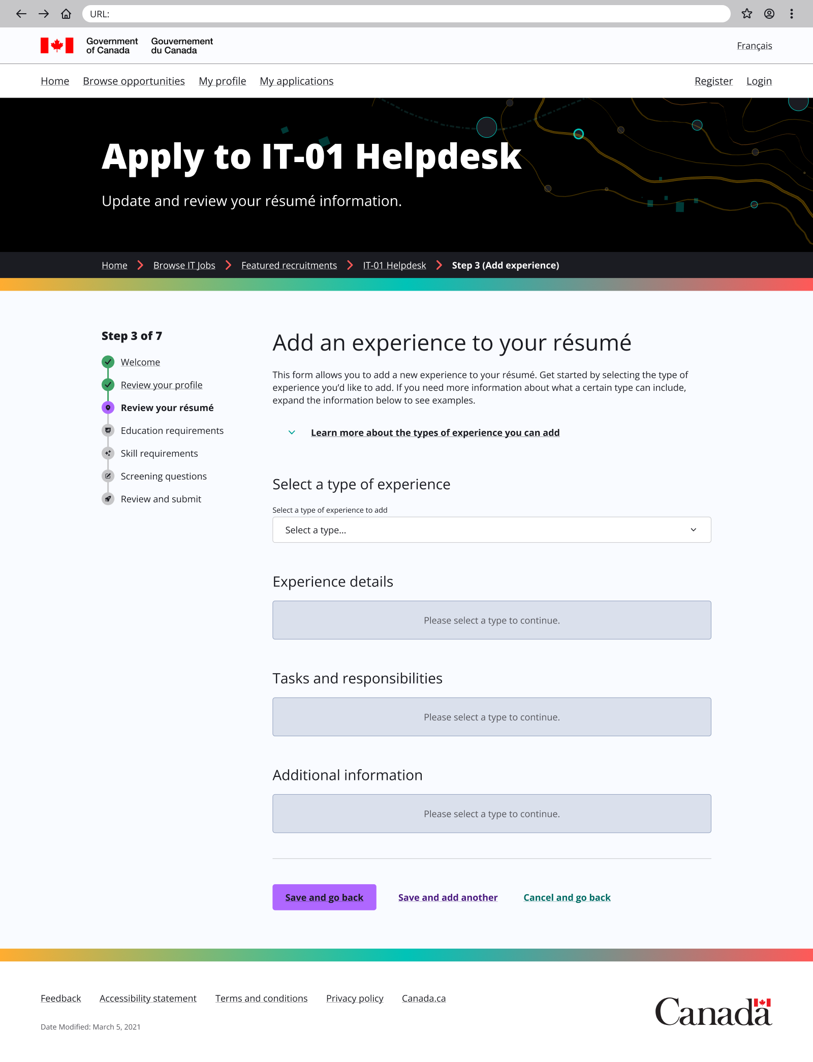 Application Revamp: CreateExperience page · Issue #6060 · GCTC-NTGC/gc ...