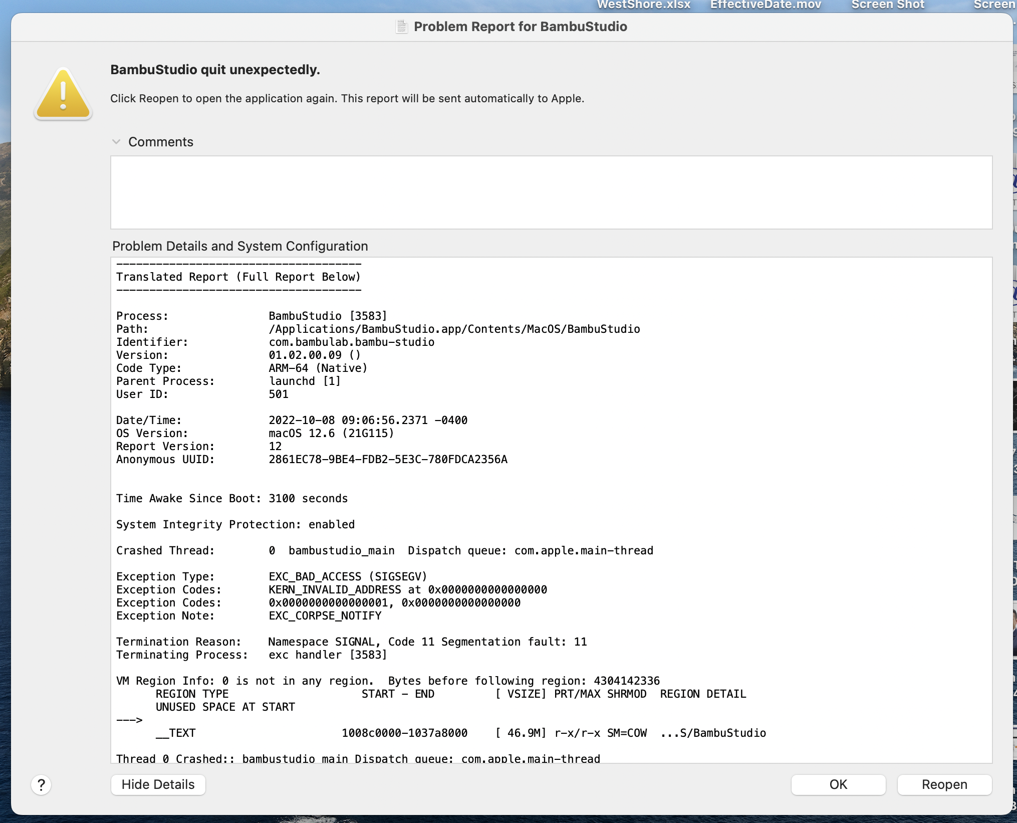 BambuStudio Crash Error exc handler [3583] · Issue #419 · bambulab/BambuStudio · GitHub