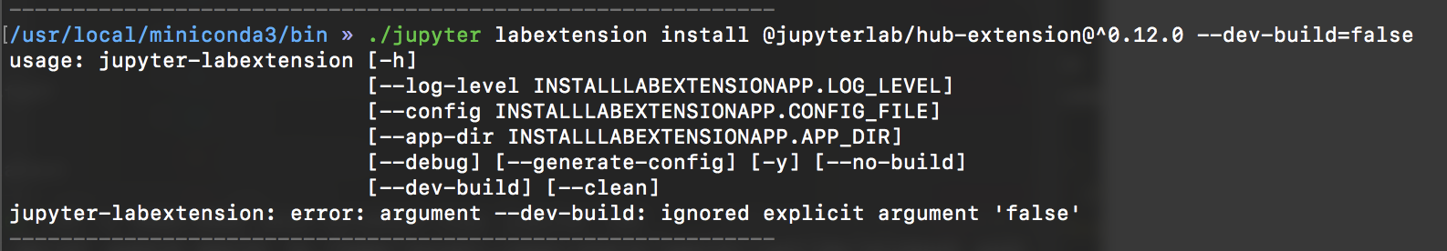 jupyter [build/labextension] install --dev-build cannot be set to false via CLI · Issue #5661 ...