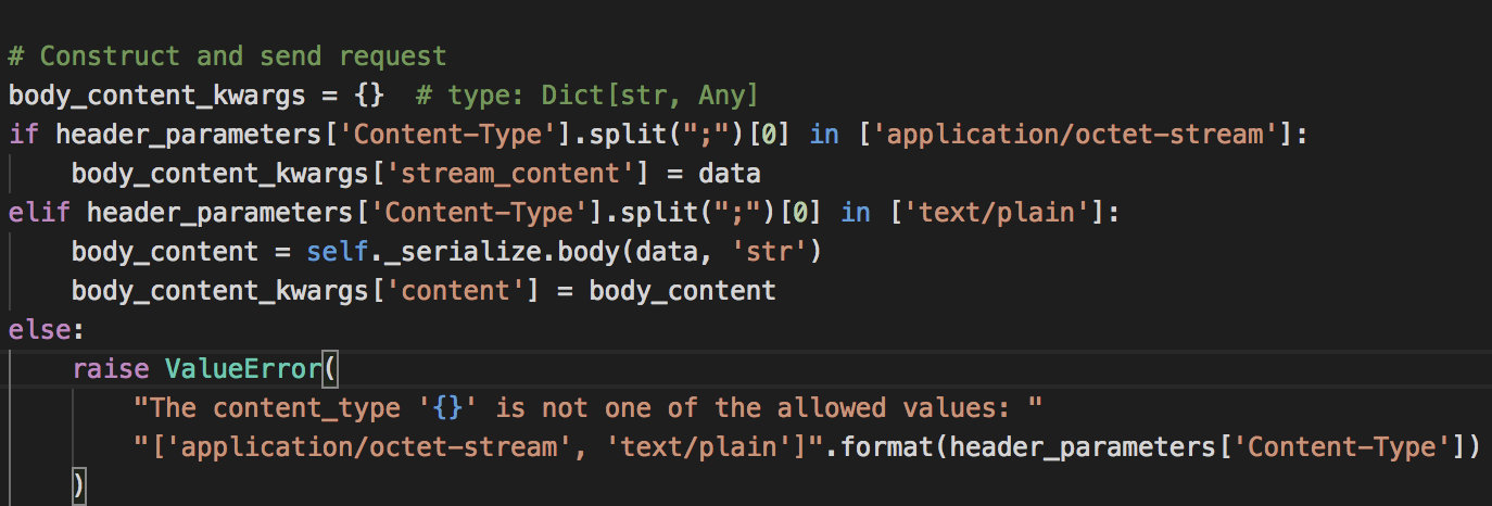Allowing content_type with ';' by iscai-msft · Pull Request #619 · Azure/autorest.python · GitHub