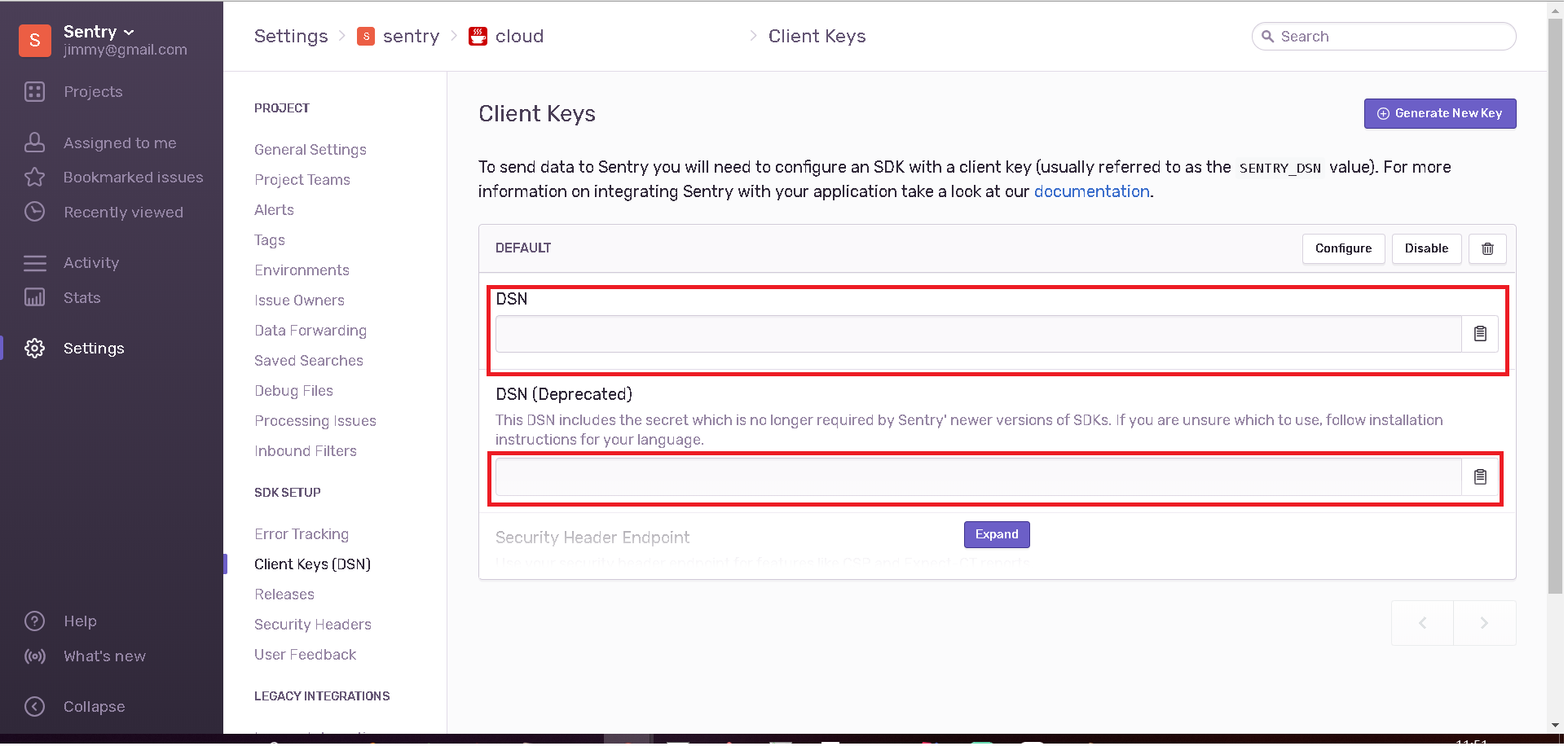 docker sentry --> project -->Client Keys Dns is empty · Issue #12901 · getsentry/sentry · GitHub
