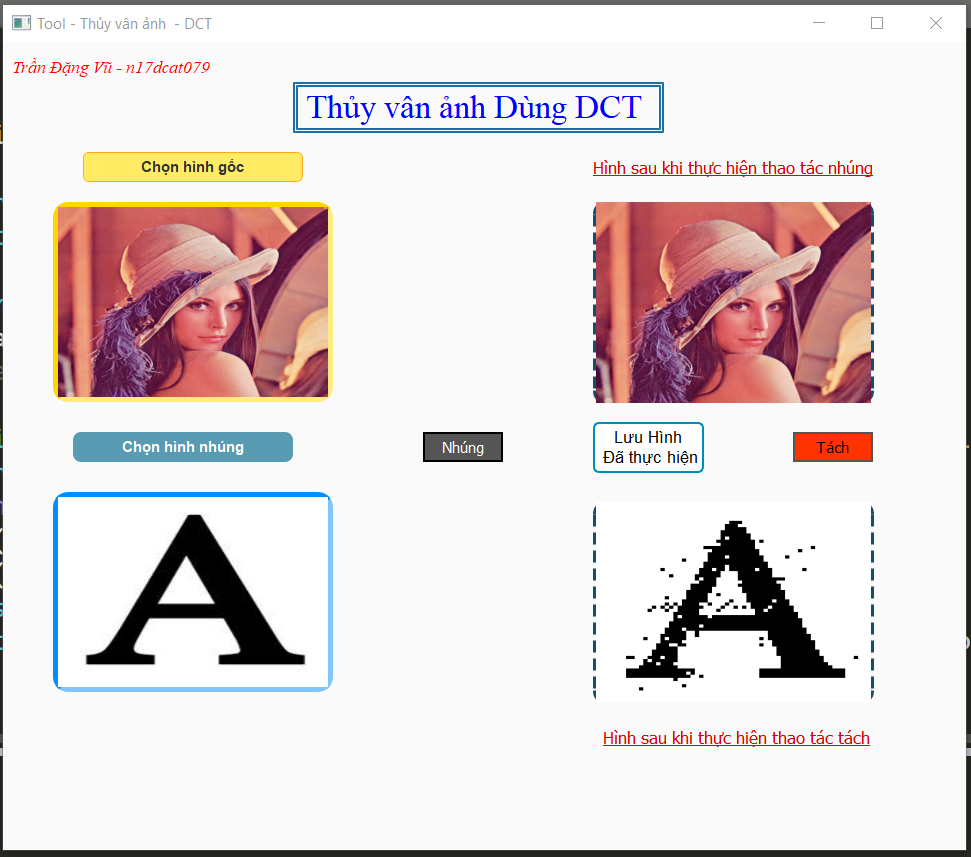 GitHub - vfor4/Watermark-base-on-DCT: Đồ án cuối kì môn kĩ thuật giấu tin