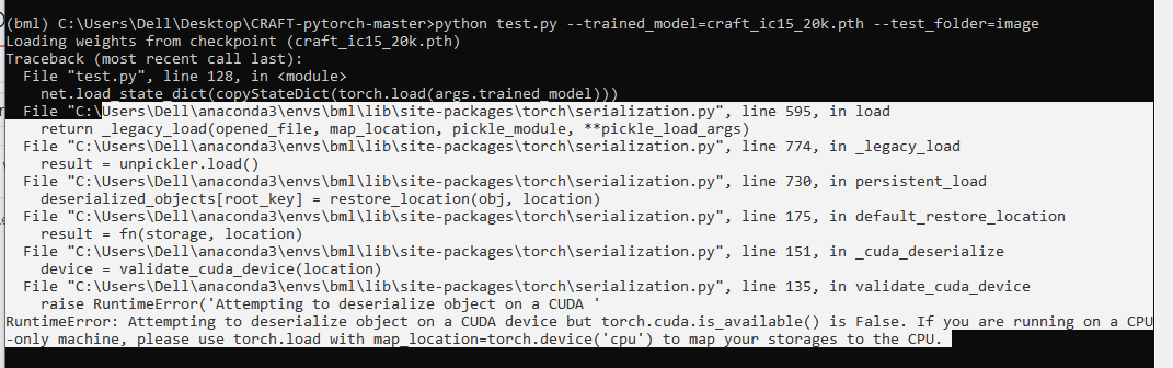 running on a CPU-only machine · Issue #123 · clovaai/CRAFT-pytorch · GitHub