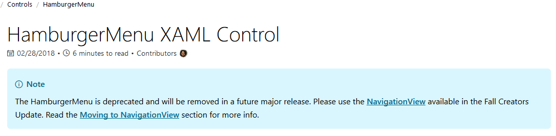 HamburgerMenu XAML Control deprecated · Issue #2075 · microsoft ...