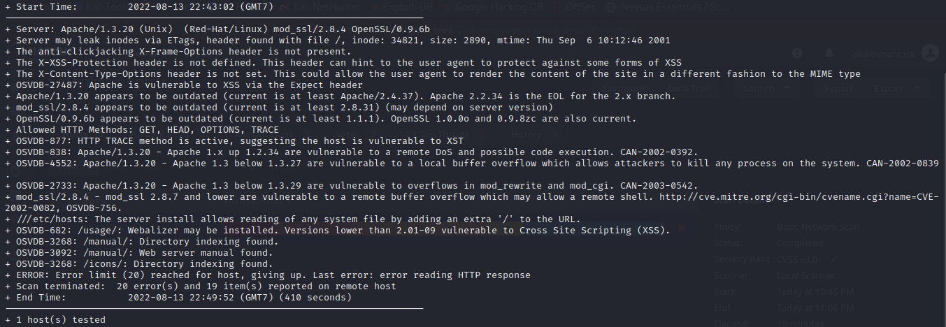 GitHub - Abdibimantara/Vulnerability-Asessment-Kioptrix-Level-1-Vulnhub