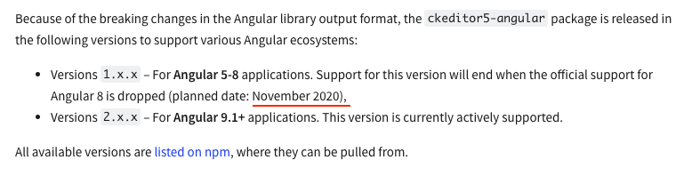 Outdated piece of info in the documentation · Issue #243 · ckeditor/ckeditor5-angular · GitHub