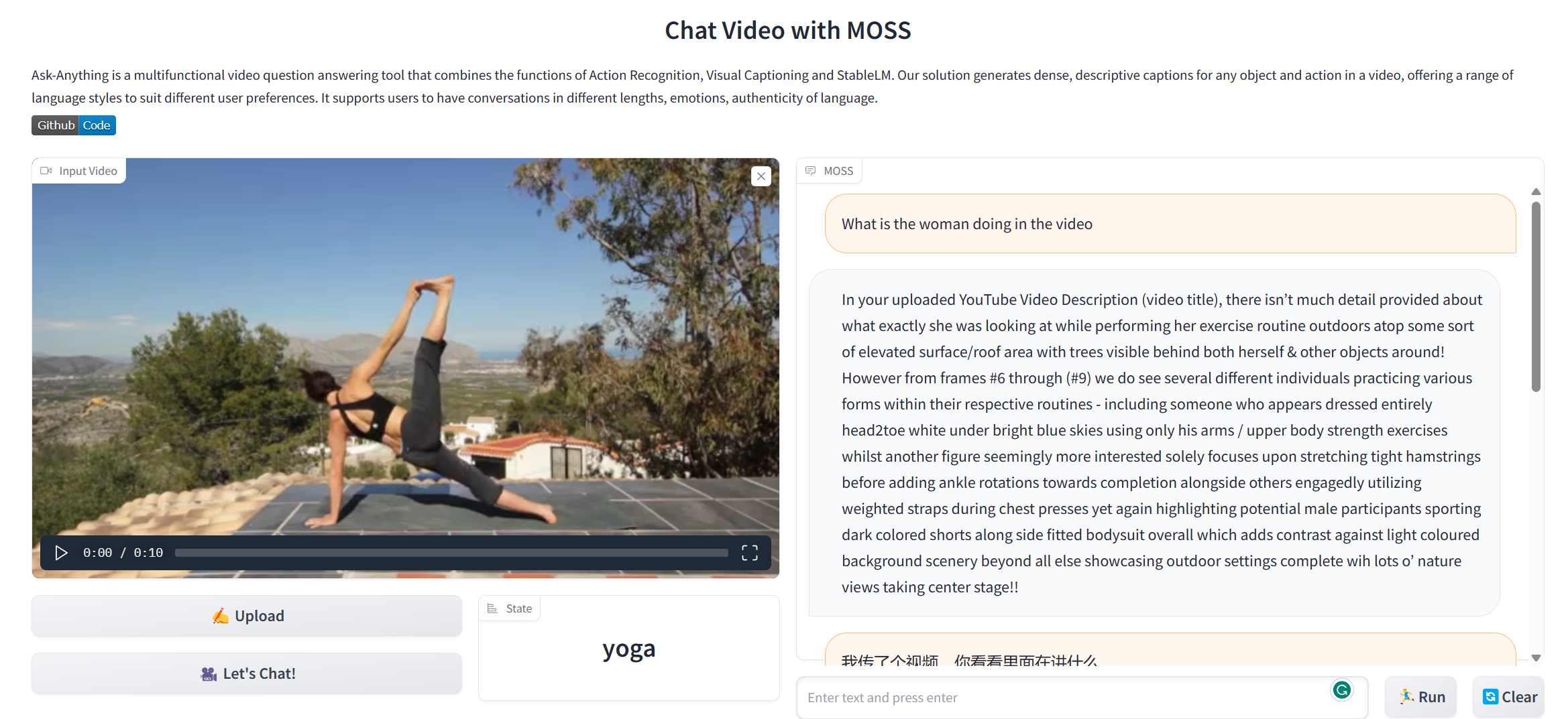 Chat Video with Moss can not related any to video contents? · Issue #9 · OpenGVLab/Ask-Anything ...