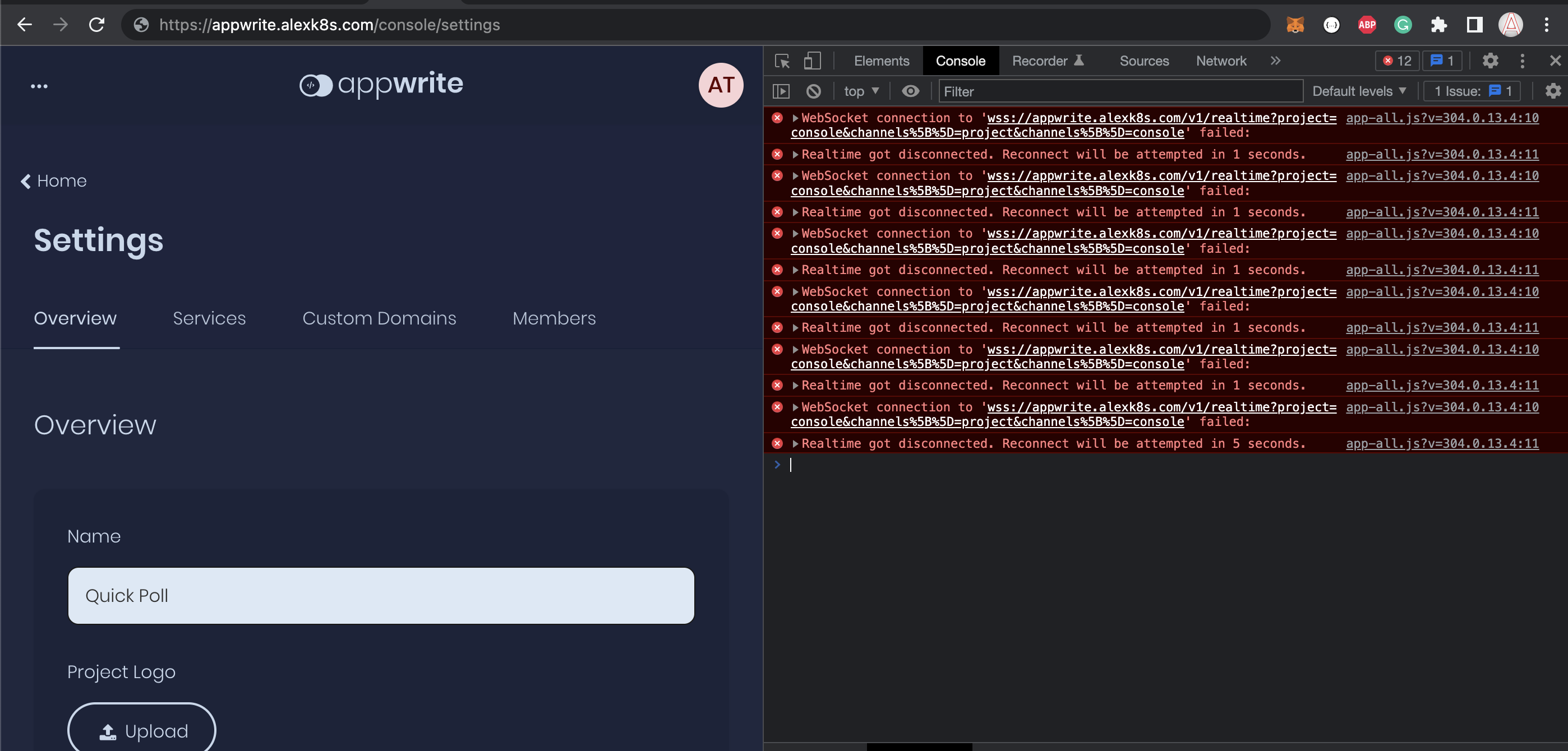 [0 13 4 304] 🐛 Bug Report Realtime Websocket 404 · Issue 3165 · Appwrite Appwrite · Github