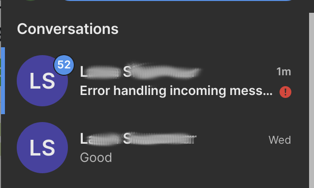 Bad MAC errors in v1.33.0-beta.5: duplicate contacts and "error handling incoming message ...