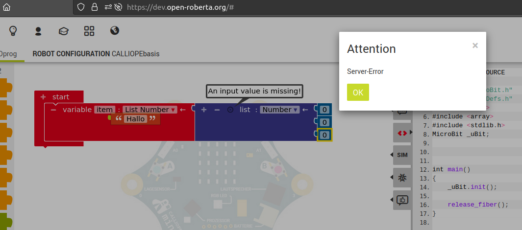 Erroneous Server Error Reported For Cpp Robots When Creating Lists Refactor Function