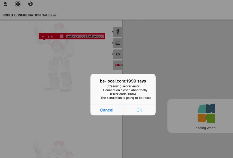 NAO Simulation with Chrome + iOS · Issue #1357 · OpenRoberta/openroberta-lab · GitHub