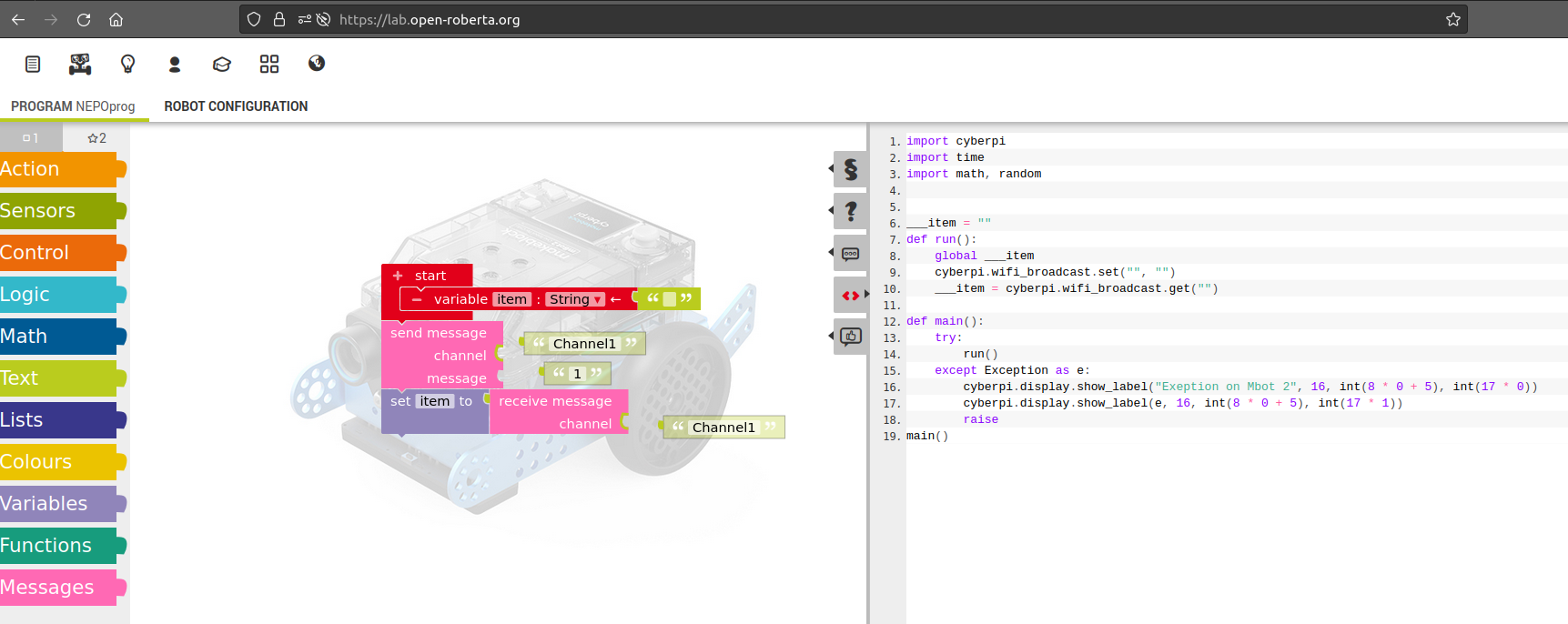 Missing input validation for message blocks for mBot2 · Issue #1499 · OpenRoberta/openroberta ...
