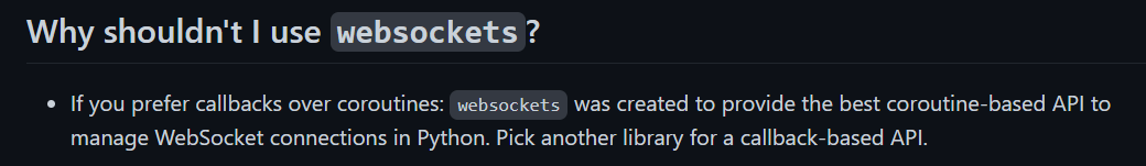 Regarding Websocket Library Selection · Issue 1270 · Python Websockets Websockets · Github