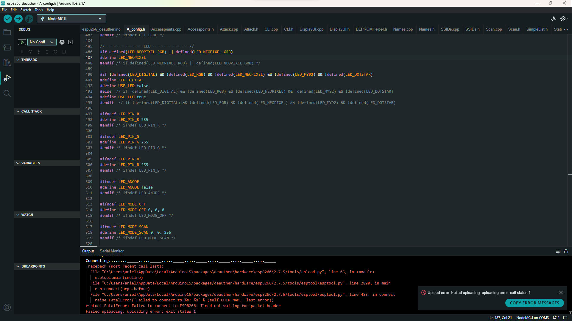 Upload error with NodeMCU · Issue #1667 · SpacehuhnTech/esp8266 ...