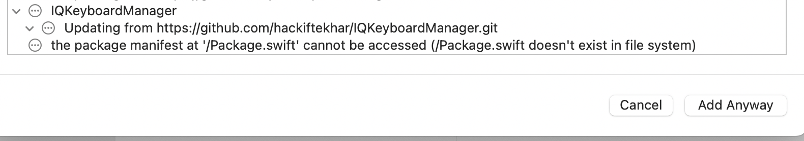 Problem with SPM package installation · Issue #1939 · hackiftekhar/IQKeyboardManager · GitHub