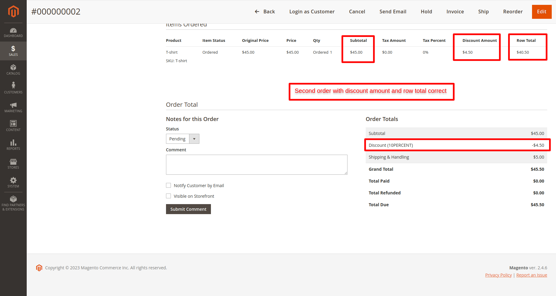 Discount amount (sales rule) not applied in the order items of the first order in [Multishipping ...