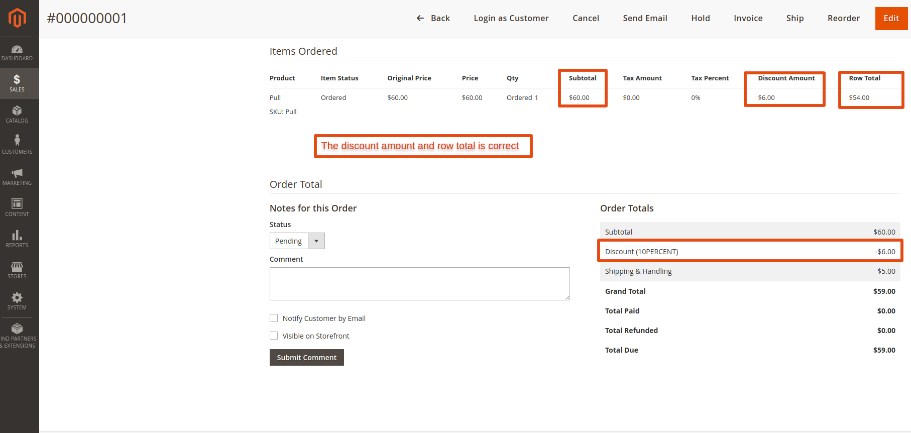 Discount amount (sales rule) not applied in the order items of the first order in [Multishipping ...