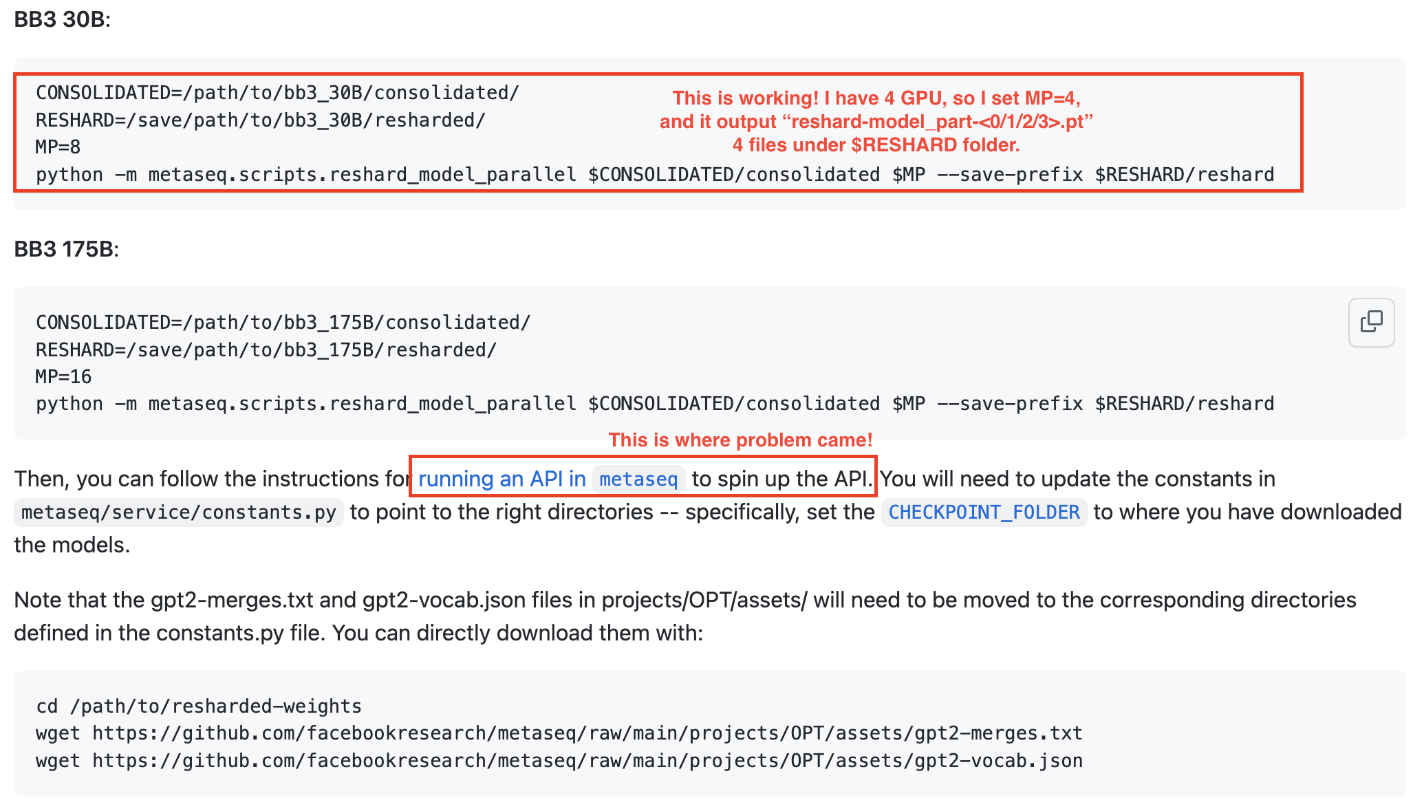 BB3 30B model reshard problem · Issue #425 · facebookresearch/metaseq ...