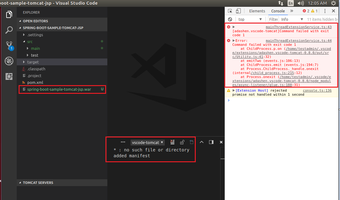Tomcat Generate War Package From Current Folder Throw Errors · Issue 186 · Adashen Vscode