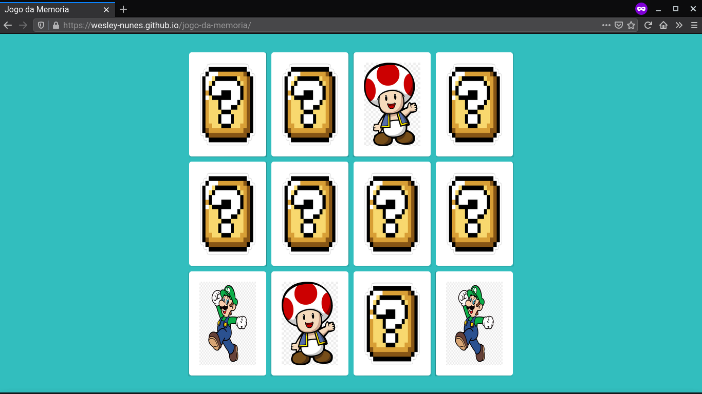 GitHub - Wesley-Nunes/Jogo-da-Memoria: Jogo da memória utilizando apenas HTML, CSS e Javascript.