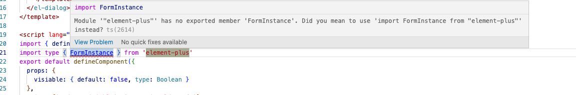 [Bug Report] [Build] FormInstance引用报错 · Issue #7620 · element-plus/element-plus · GitHub