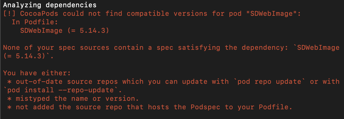 5143 Not Found In Cocoapods · Issue 3463 · Sdwebimagesdwebimage · Github