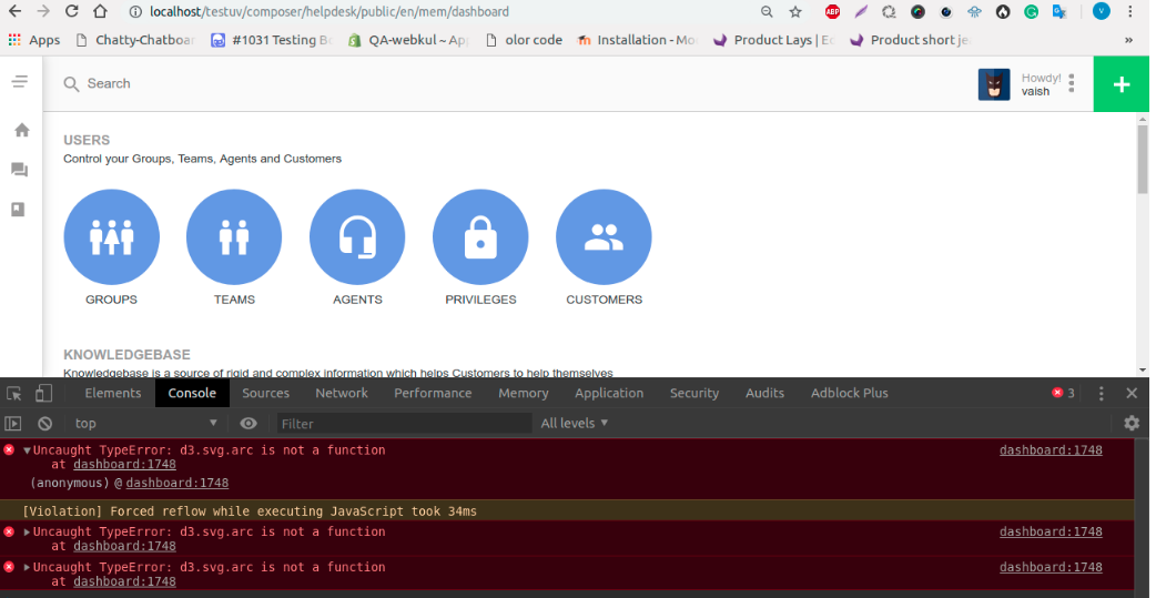 Console error occur at dashboard · Issue #105 · uvdesk/core-framework · GitHub