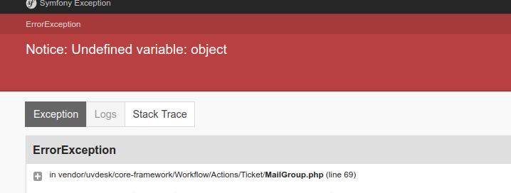 Error while mail to group set as workflow · Issue #123 · uvdesk/core-framework · GitHub