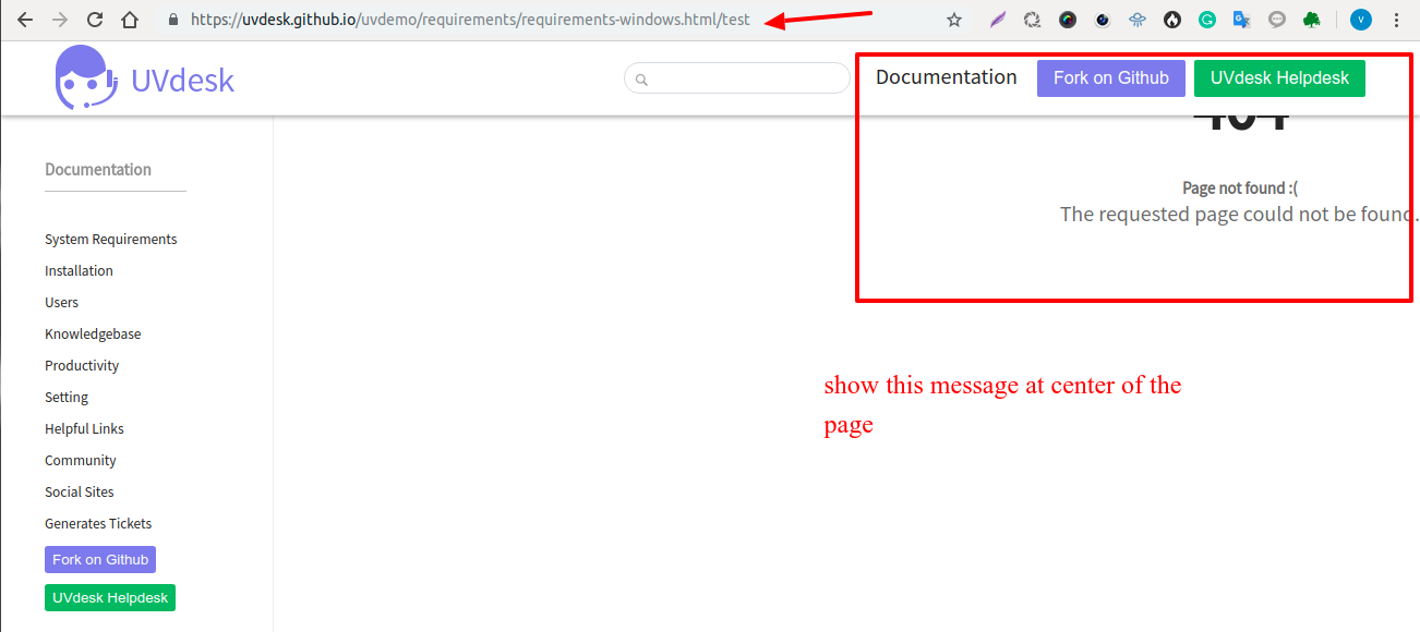 Fix 404 error view for unexpected term pass into url · Issue #10 · uvdesk/uvdesk.github.io · GitHub
