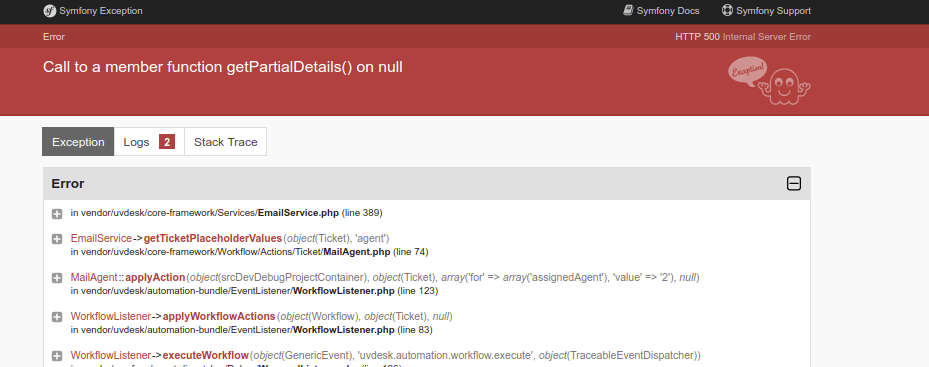 Call to a member function getPartialDetails() on null when create ...
