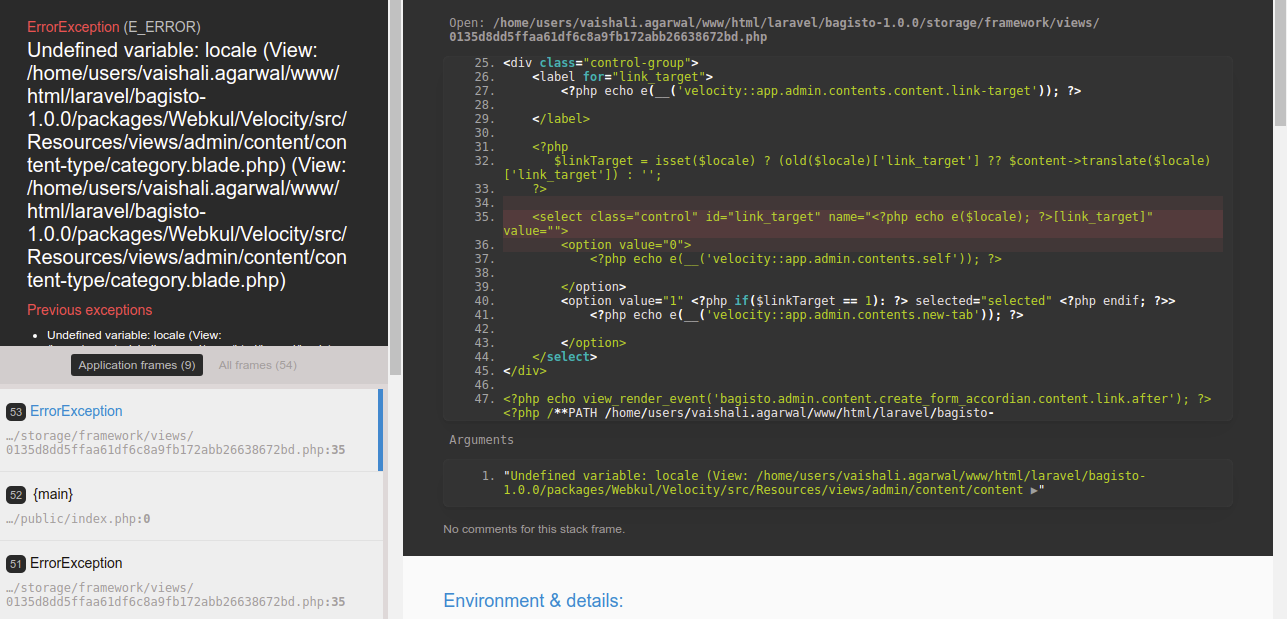 Exception when adding velocity content page list · Issue #2378 · bagisto/bagisto · GitHub