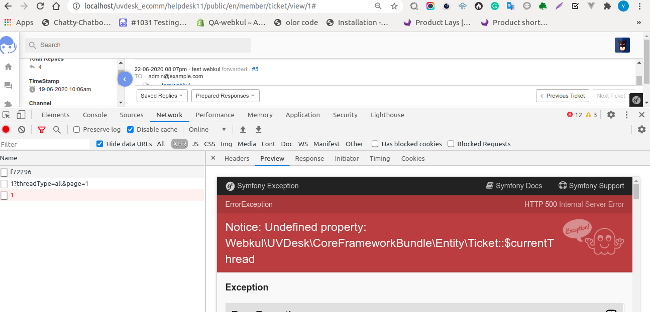 getting exception when update status in ticket set as workflow ...