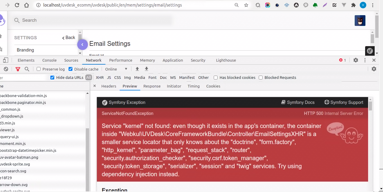 showing error while save email settings · Issue #320 · uvdesk/core-framework · GitHub