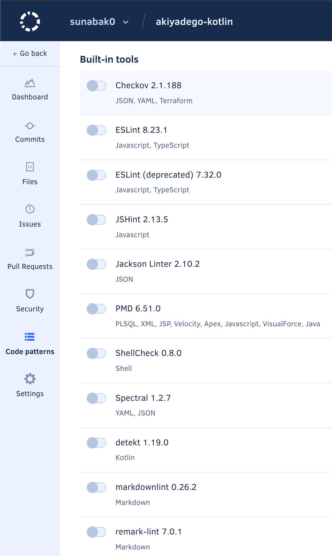 Codacy で解析対象の制限 or やめたい · Issue #22 · sunabak0/akiyadego-kotlin · GitHub