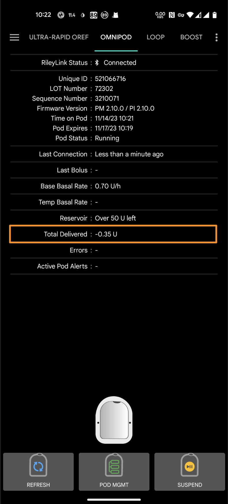 Omnipod Eros Total Delivered Amout is negative after initialized · Issue #3067 · nightscout ...