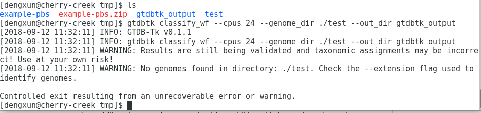No genomes found in directory: path contain bins with fasta format --extension flag used ...