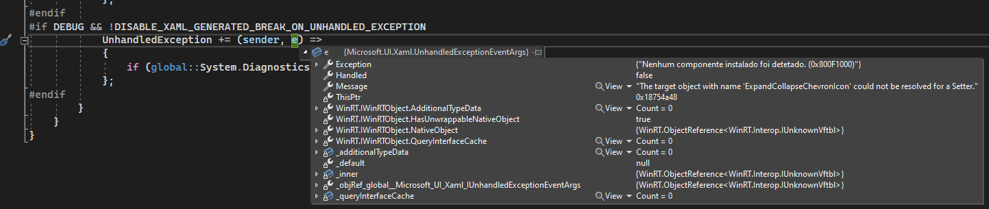 Navigationview The Target Object With Name Expandcollapsechevronicon Could Not Be Resolved For