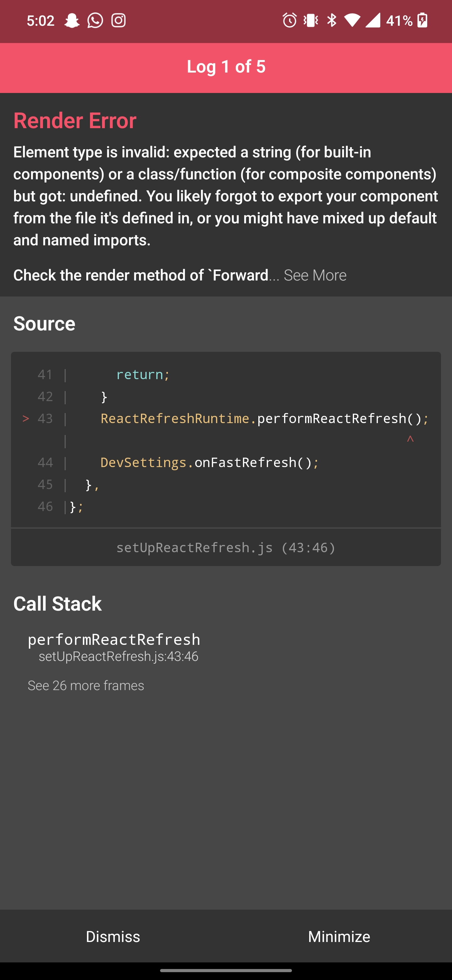 Gap Cause Error Crash `error Element Type Is Invalid Expected A String For Built In
