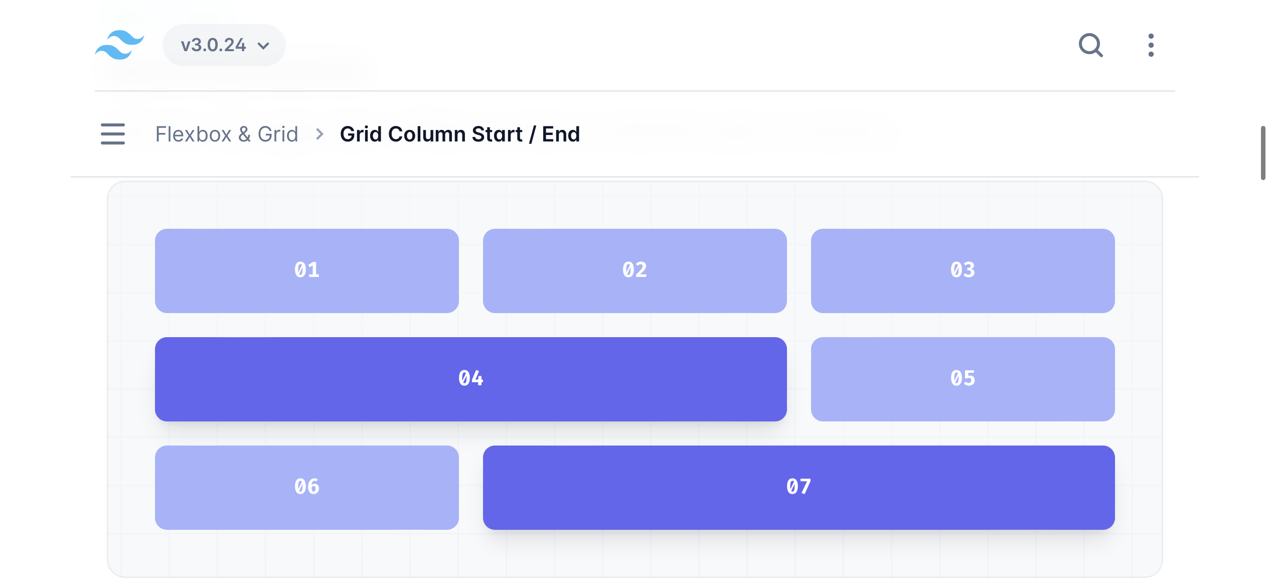 Fix documentation example for grid-start/end by StefanWallin · Pull Request #1275 · tailwindlabs ...