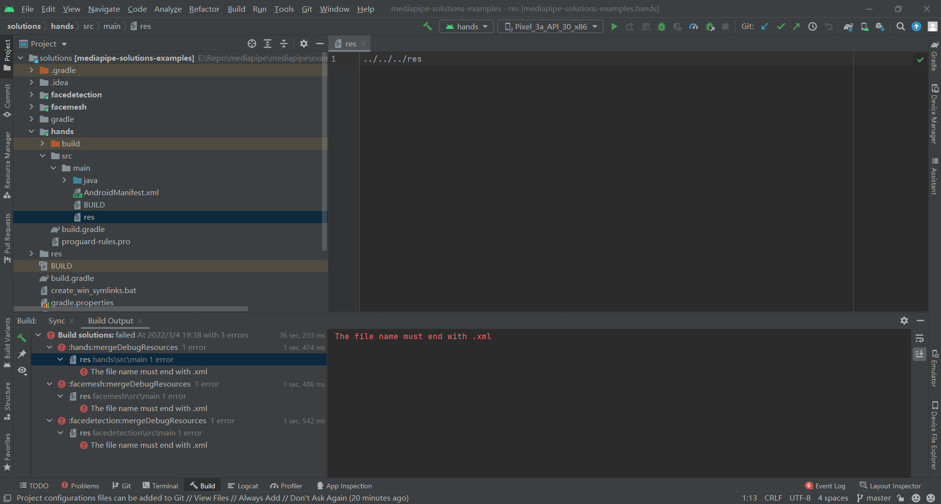 error in building android apk : Andoid Studio can not recognize the res ...