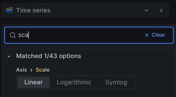 Panel edit: Cannot find "Logarithmic" via options search · Issue #59719 · grafana/grafana · GitHub