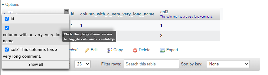 The menu to toggle column visibility is half hidden · Issue #17335 · phpmyadmin/phpmyadmin · GitHub