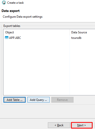 Creation of a export task cannot continue if if you decide to click "Back" on transfer target ...