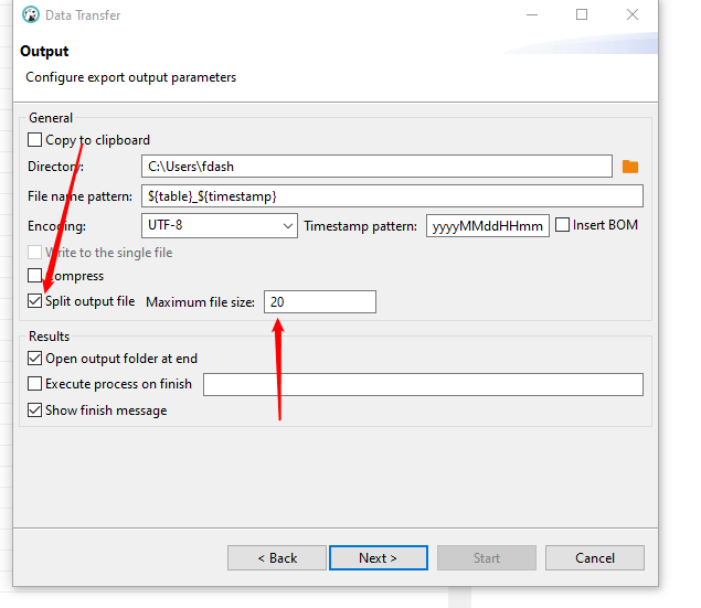 Empty file created in addition to exported data in CSV if split output ...