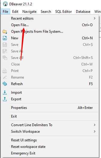 Menu Bar Open File Item Disappeared · Issue 13191 · Dbeaverdbeaver · Github