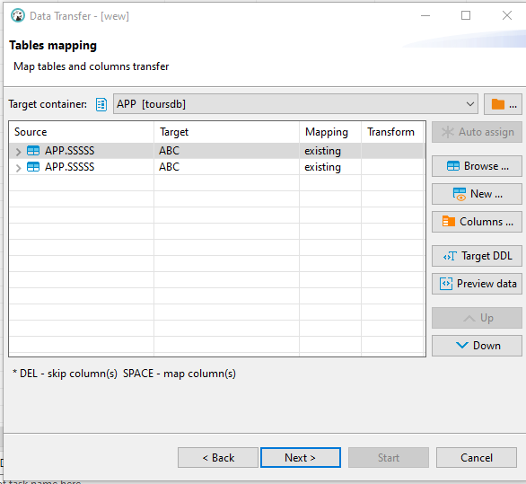Task creation: target tables become the same if the same source table ...