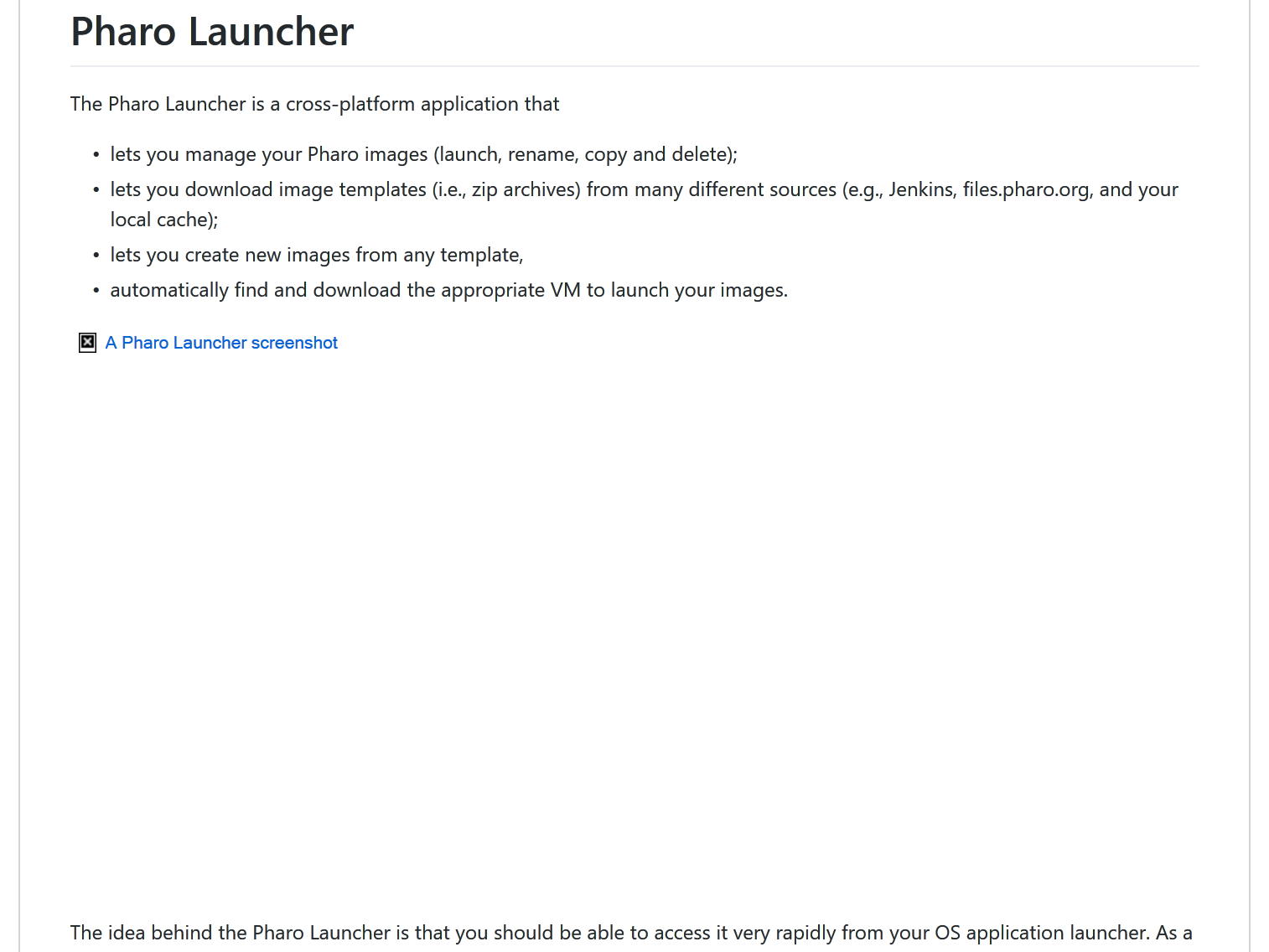 Pharo Launcher picture is missing on web page · Issue #282 · pharo-project/pharo-launcher · GitHub