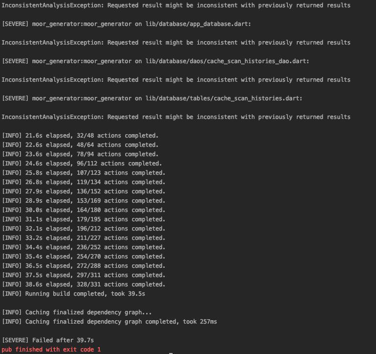 InconsistentAnalysisException: Requested result might be inconsistent with previously returned ...